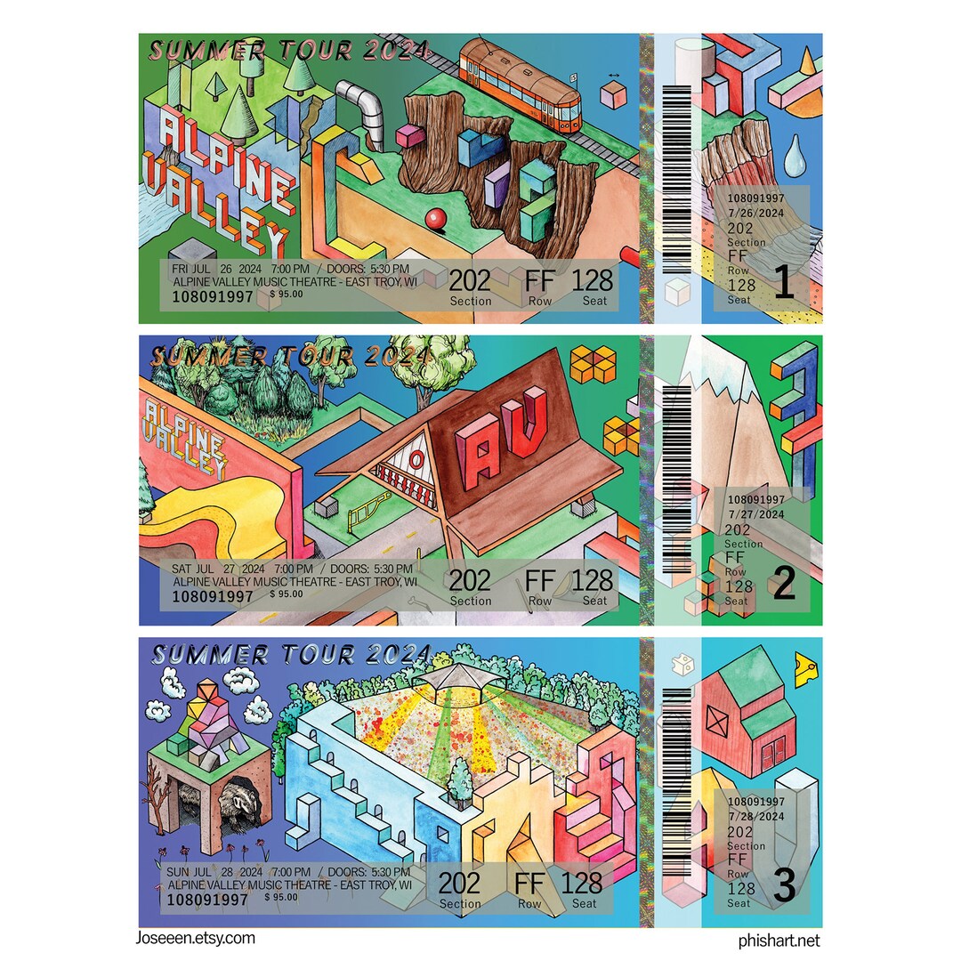Phish Alpine Valley 2024 Ticket Stub Phan Art Phish Stub Phish Ticket ...
