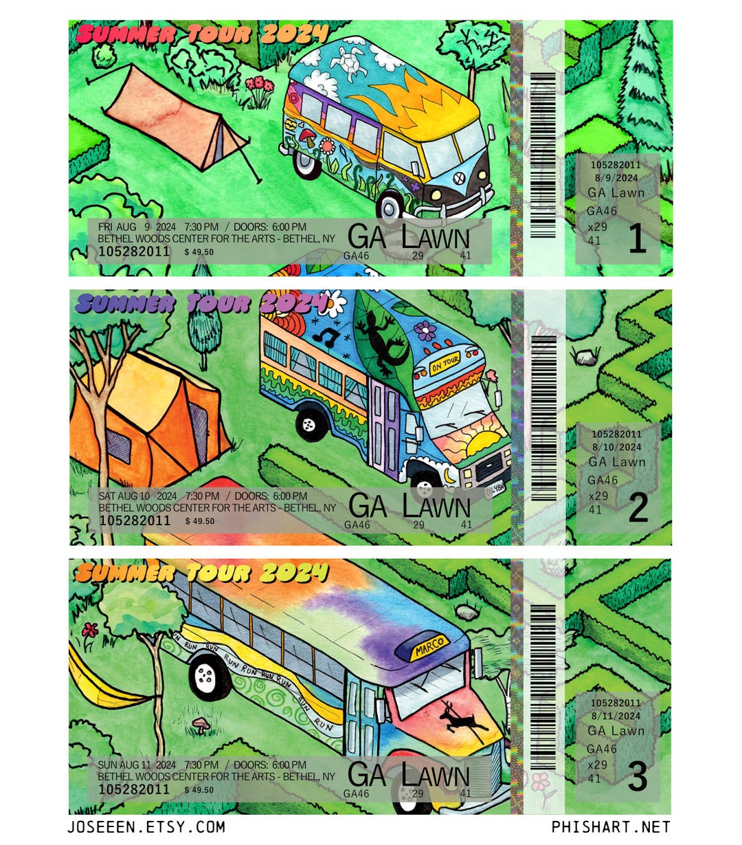 Phish Bethel Woods 2024 Ticket Stub Phan Art Phish Stub New York - Etsy