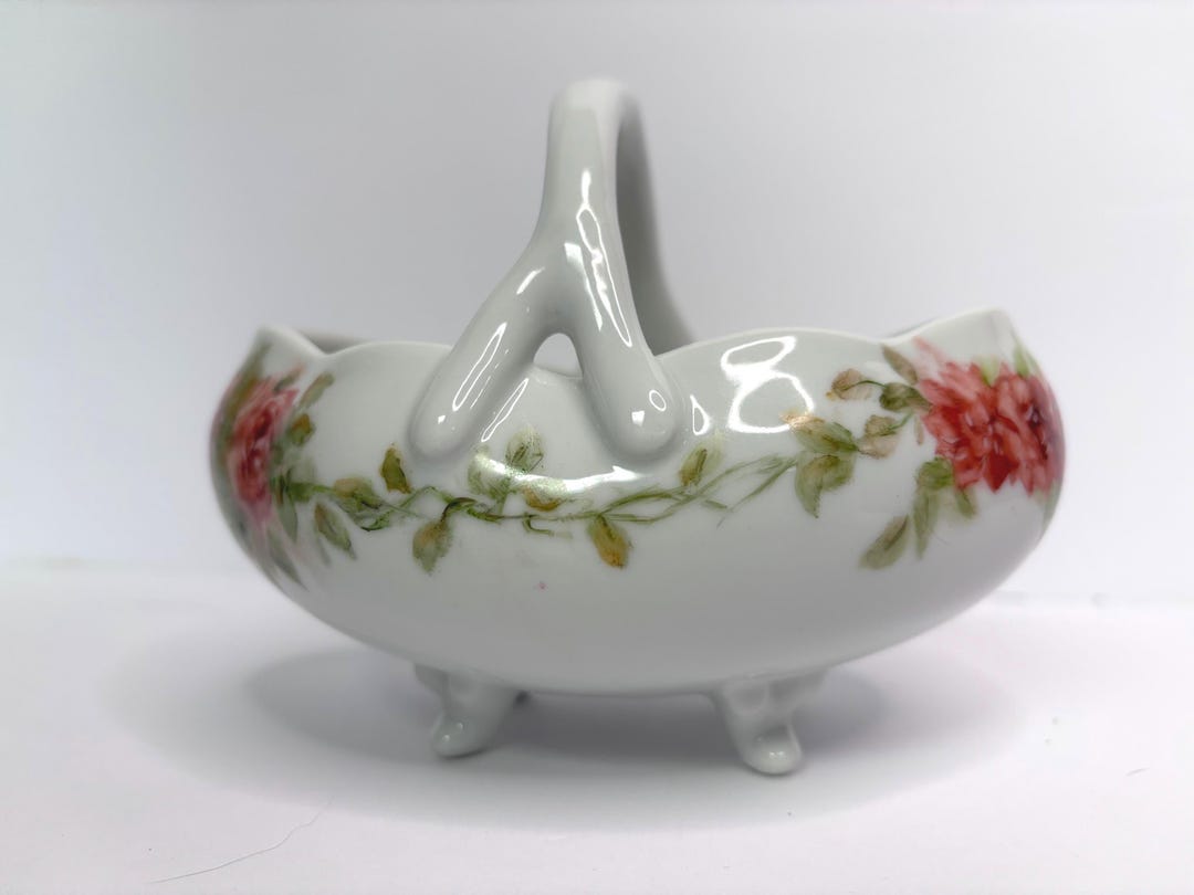 Vintage 1960s Porcelain Hand-painted Rose Ring Holder Jewelry Trinket ...