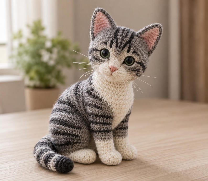 Realistic Tabby Cat Crochet Pattern: Lifelike Amigurumi Toy Guide (PDF ...