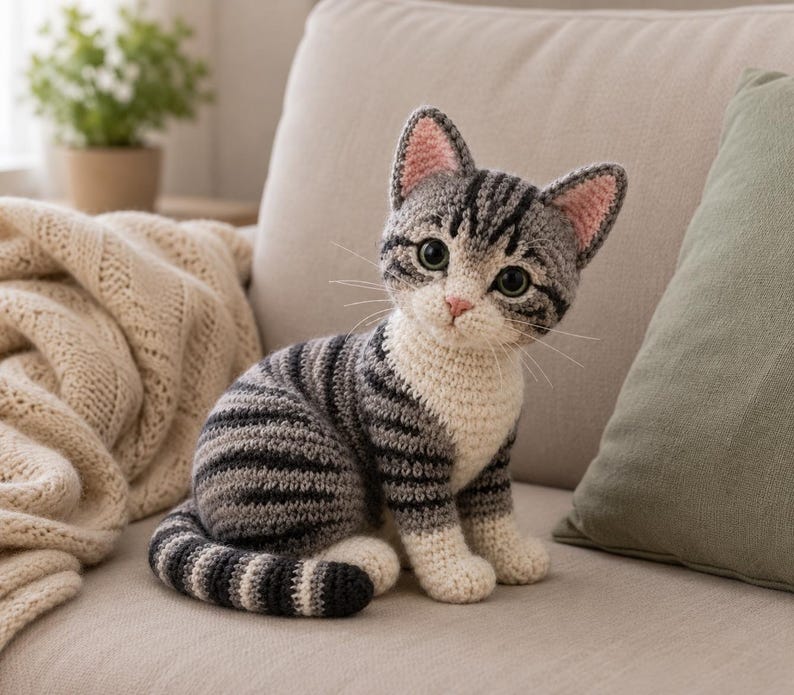 Realistic Tabby Cat Crochet Pattern: Lifelike Amigurumi Toy Guide (PDF ...