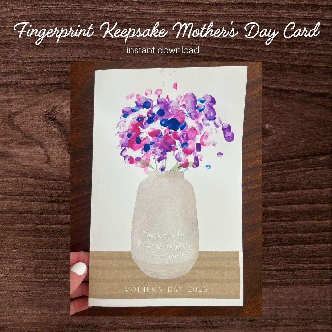 Mother’s Day Fingerprint Flower Card Printable | Kids Fingerprint ...