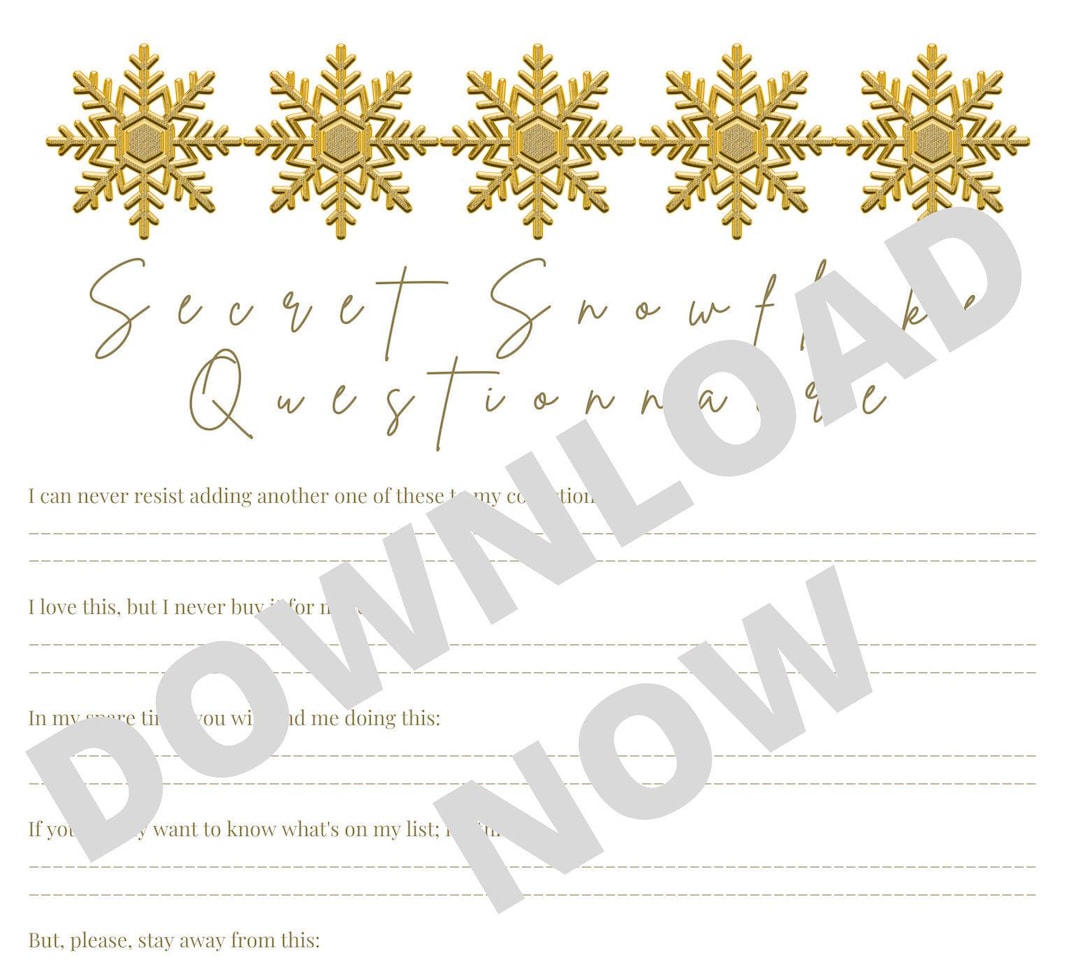 New 2024 Secret Snowflake Questionnaire - Etsy