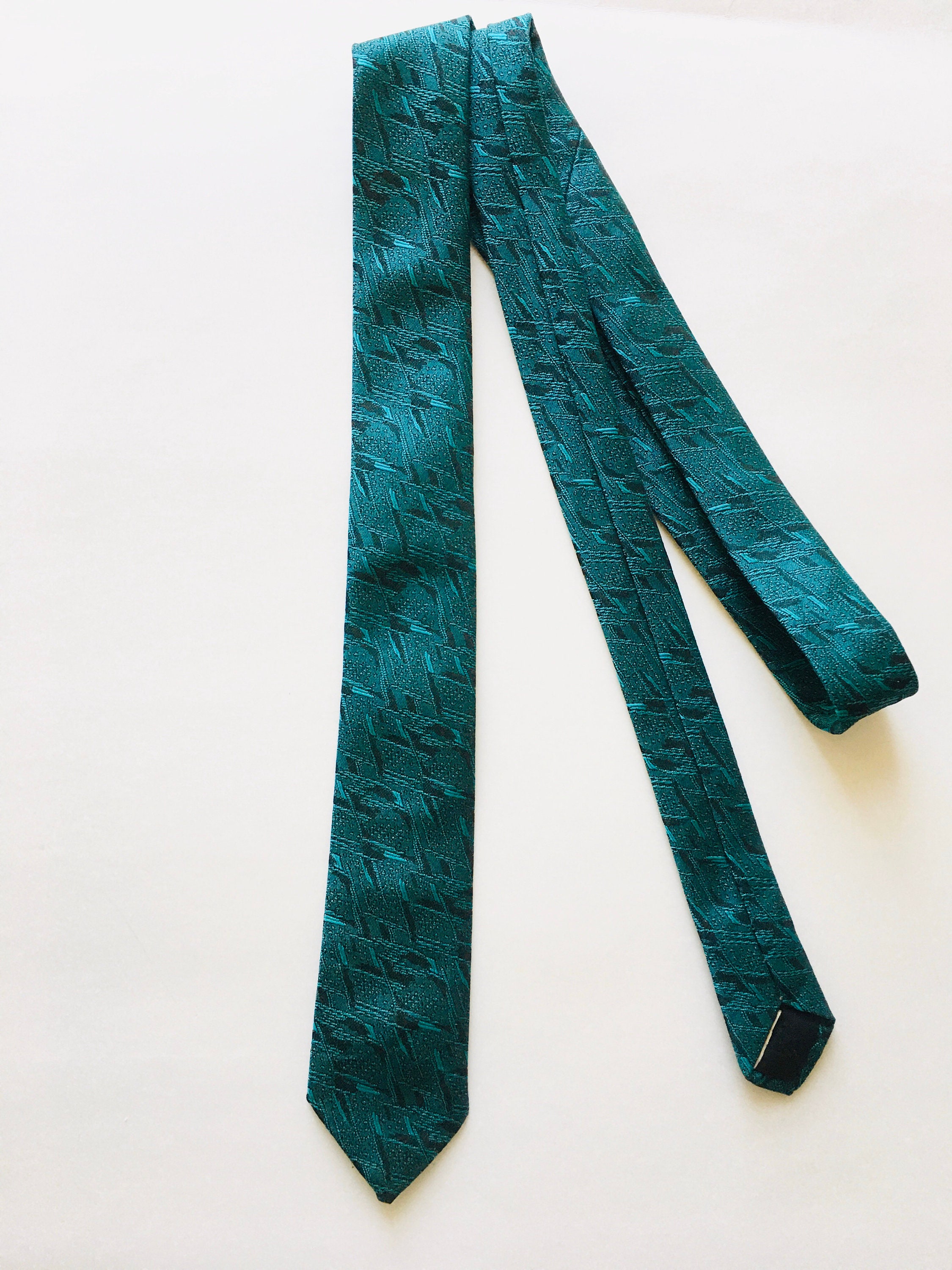 Vintage Emerald Green Skinny Tie Christmas Textured - Etsy