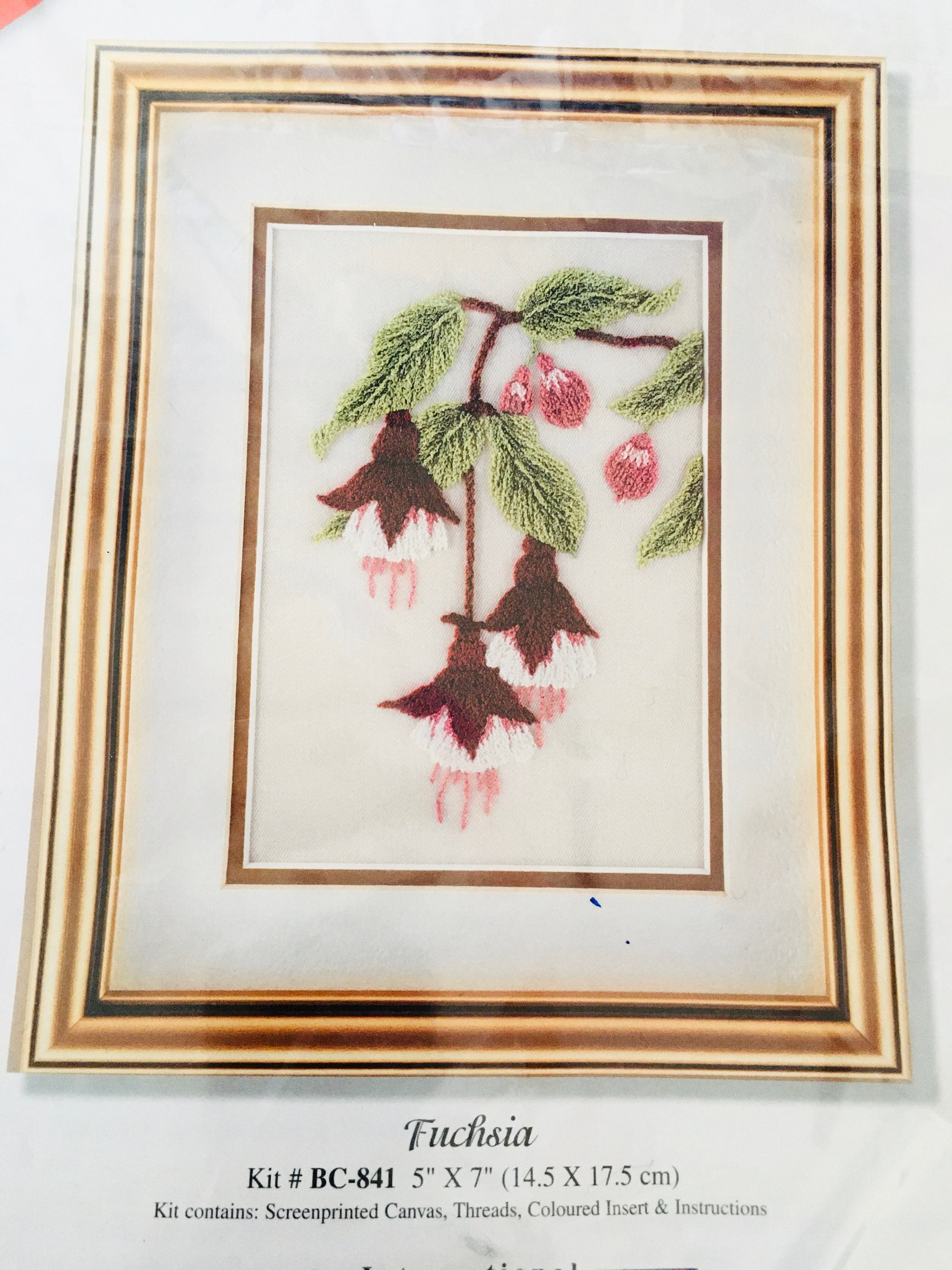 Bunka Embroidery Kit Screenprint Fuchsia Flowers Floral - Etsy