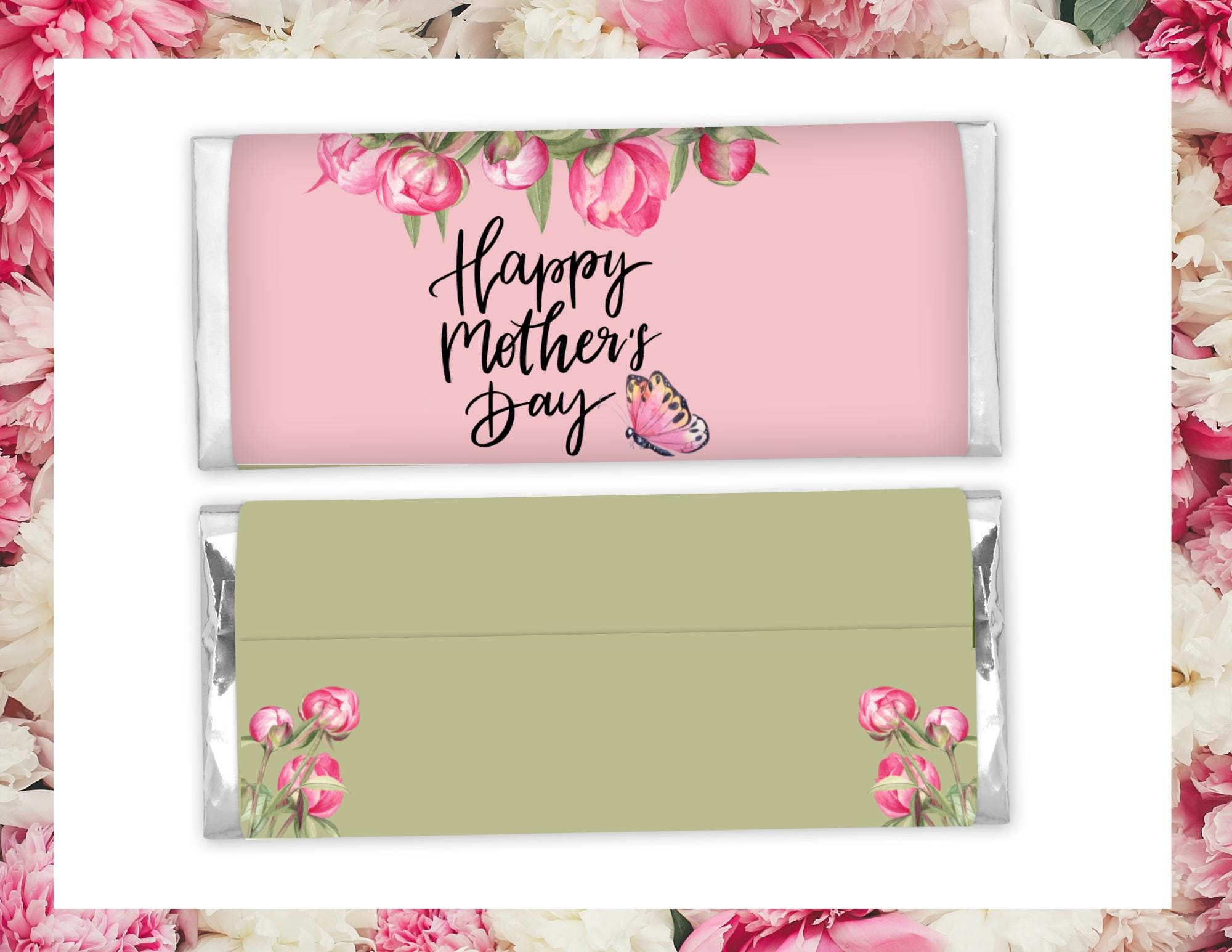 Mother’s Day Candy Bar Wrapper - Pink Floral Template - Printable ...