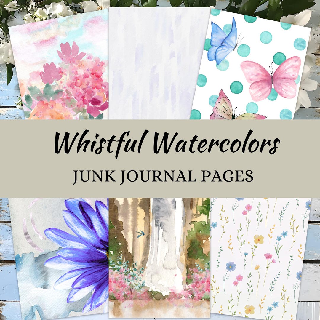 Wistful Watercolor Junk Journal Pages | Summer Scenery Ephemera - Etsy