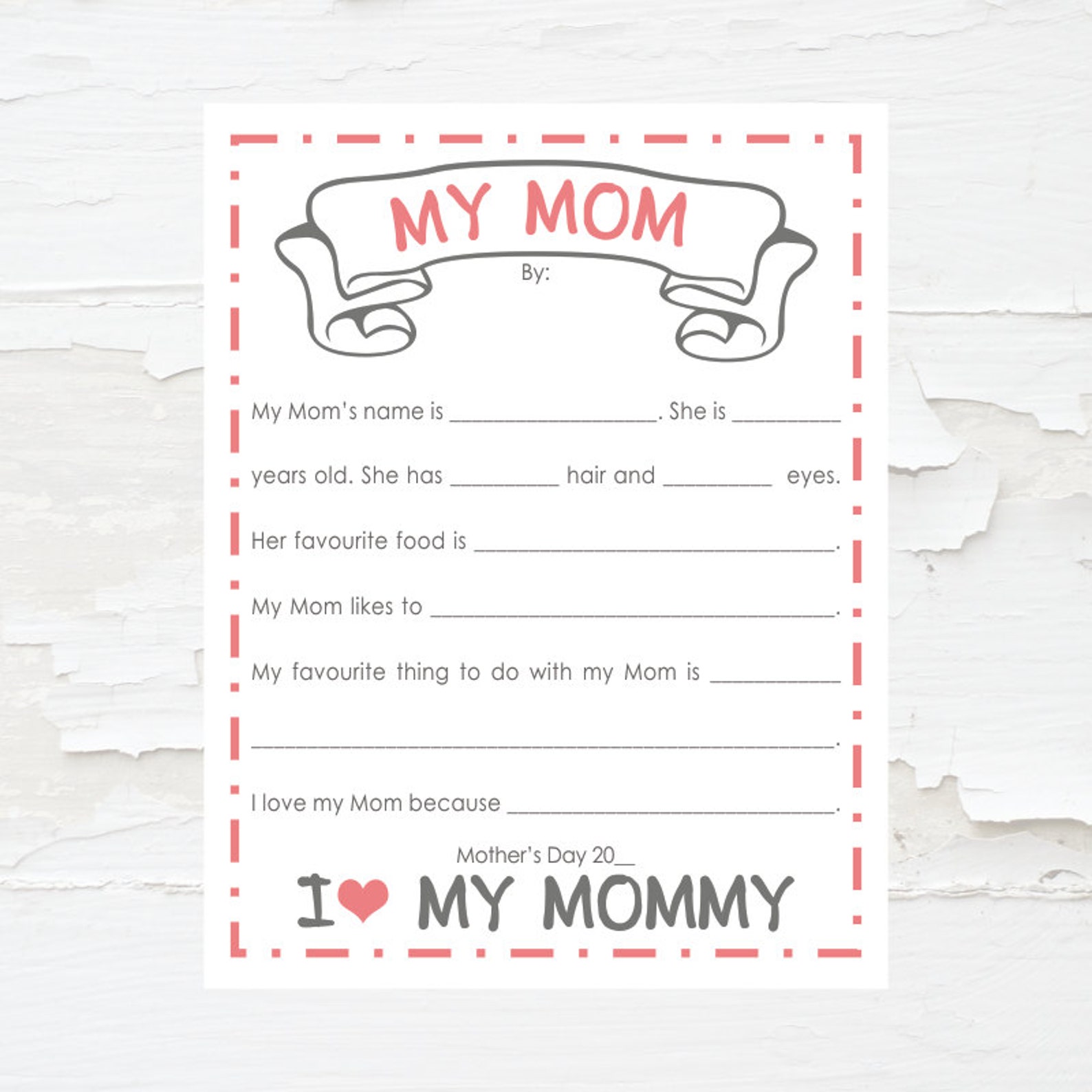 Printable Mother & Father's Day Questionnaire Instant | Etsy