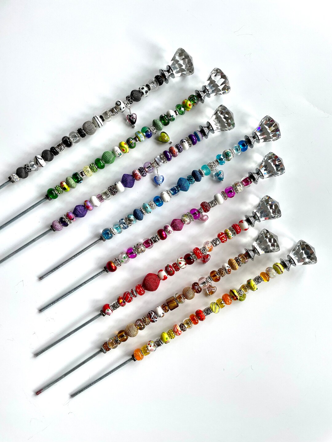 Beaded Fairy Garden Stake: 13" Crystal Topper Plant Decoration - Etsy