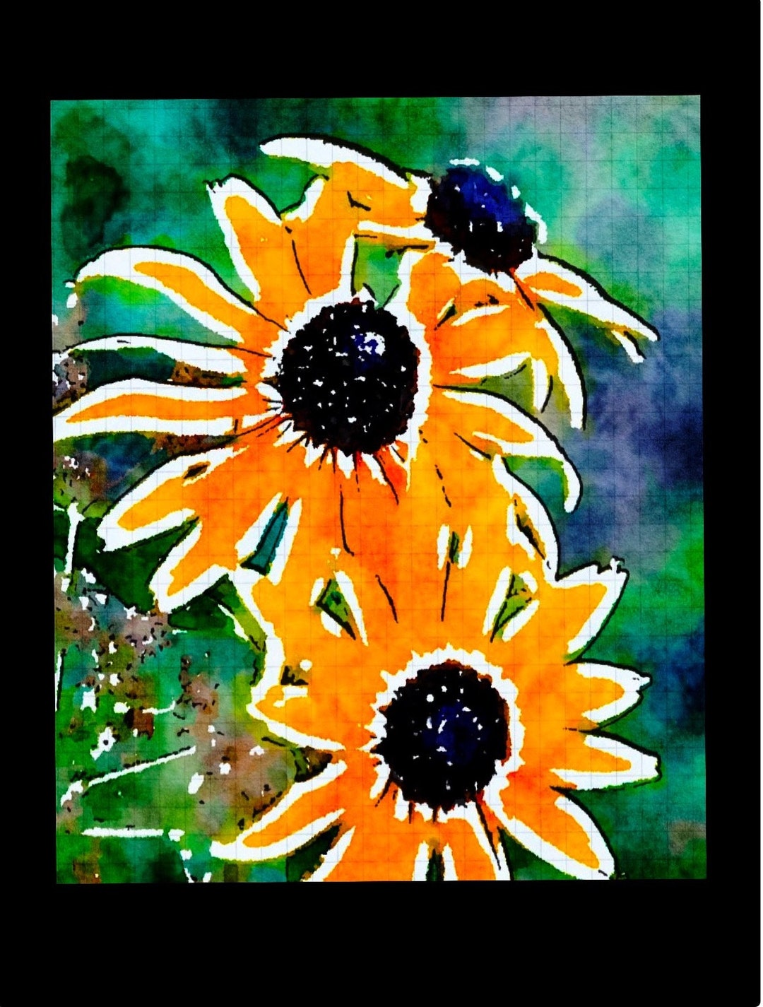 Watercolor Black-eye Susans Popping Out - Notecards - Etsy