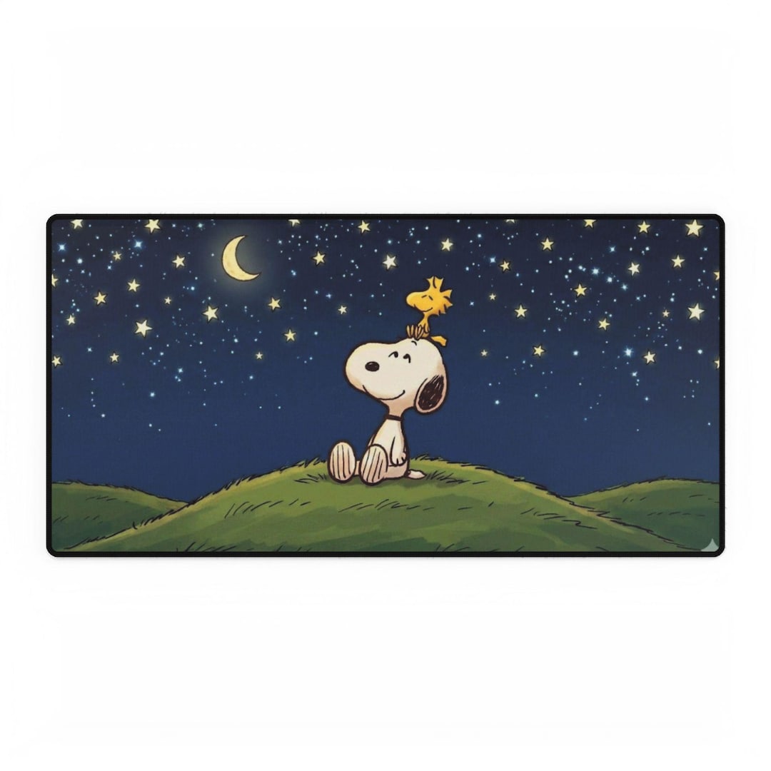 Snoopy Woodstock Stargazing Desk Mat | Night Sky Mouse Pad - Etsy