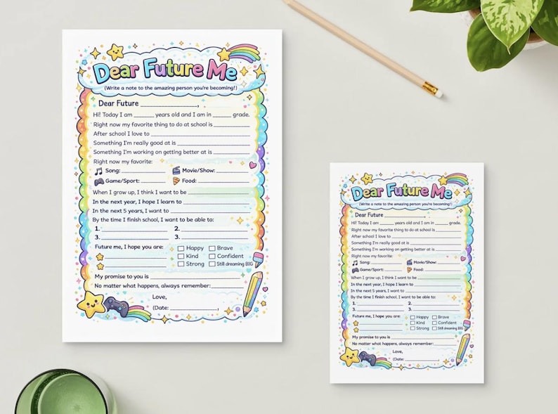 Dear Future Me Letter for Kids Printable | Goal Setting | Time Capsule ...