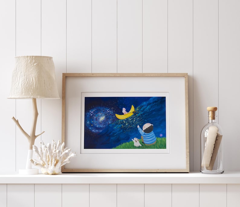 A Bunny's Journey Art Print - Digital Download, Dreamy Wall Art ...
