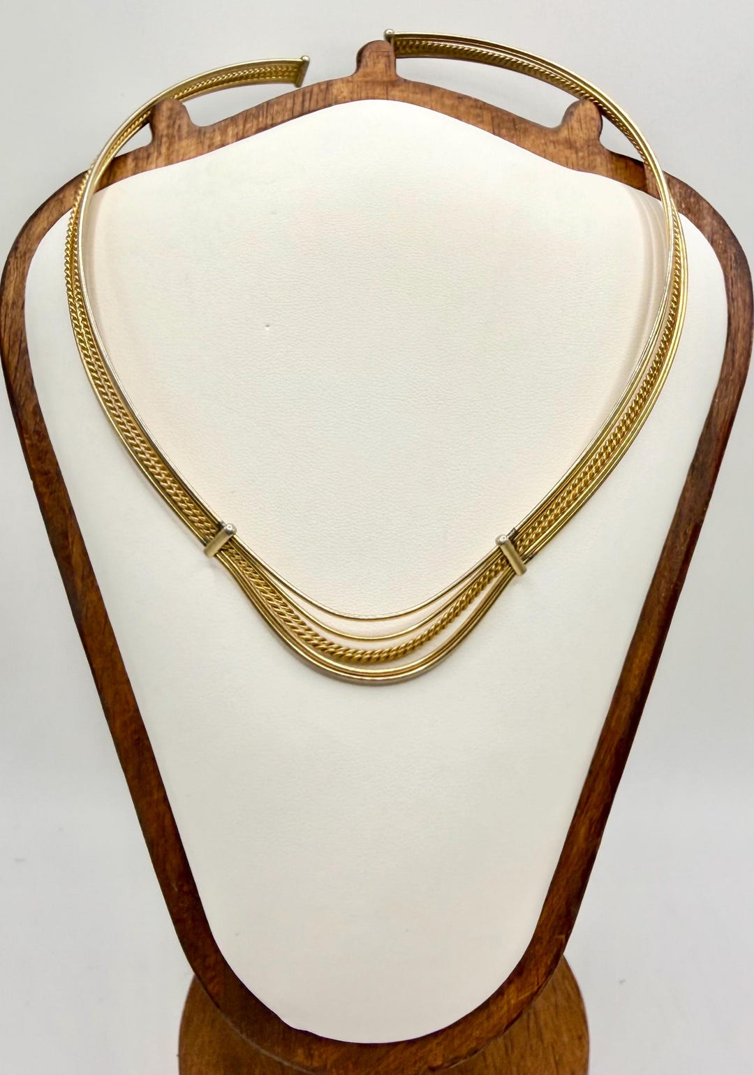 Vintage Gold Tone Layered Collar Necklace - Snake Chain Mesh Choker ...
