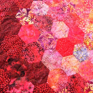 Hexagon Batik Patchwork Quilt in to the Light Yellow Orange - Etsy