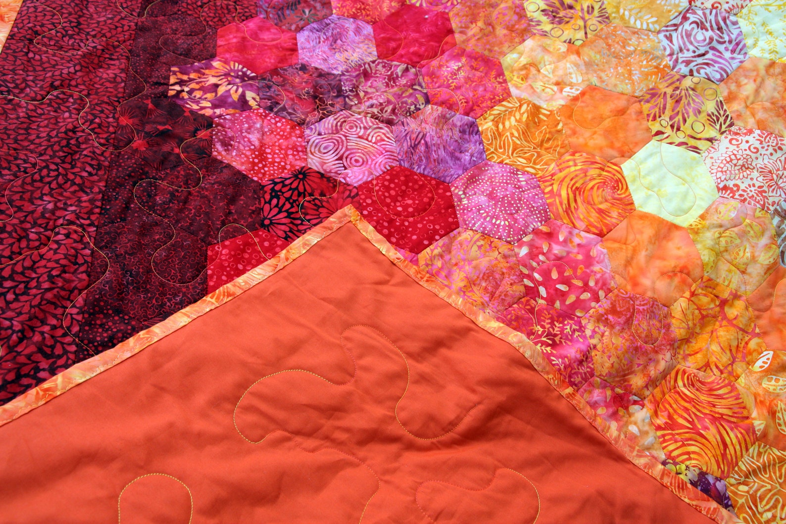 Hexagon Batik Patchwork Quilt in to the Light Yellow Orange - Etsy