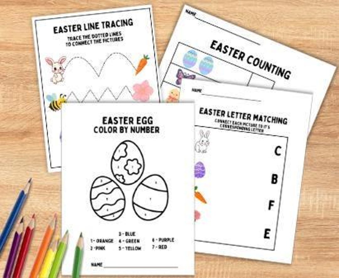 Easter Themed Kindergarten Worksheets, Digital Download - Etsy