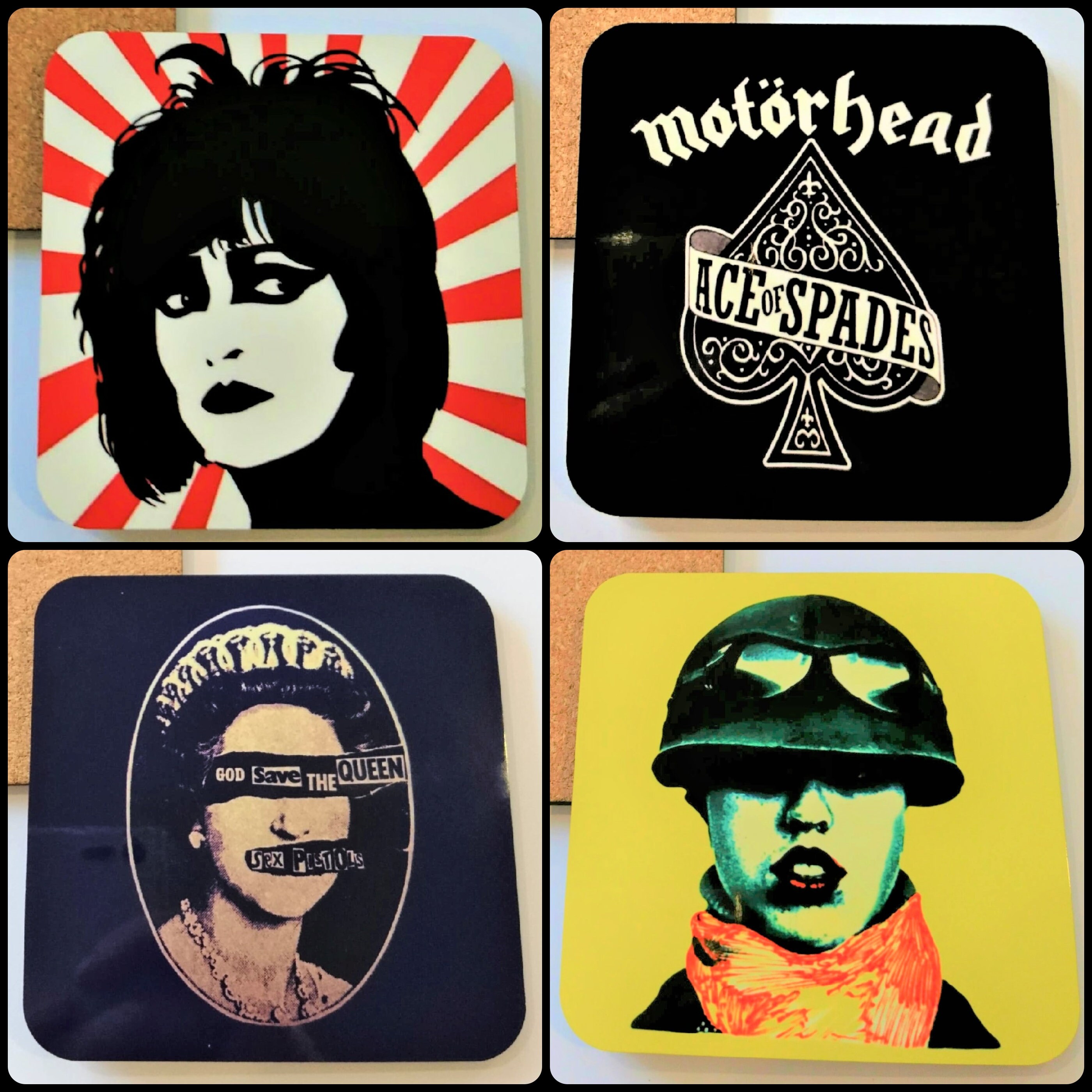 Set Of 4 Punk Rock Drinks Coasters Sex Pistols Motorhead Etsy 日本