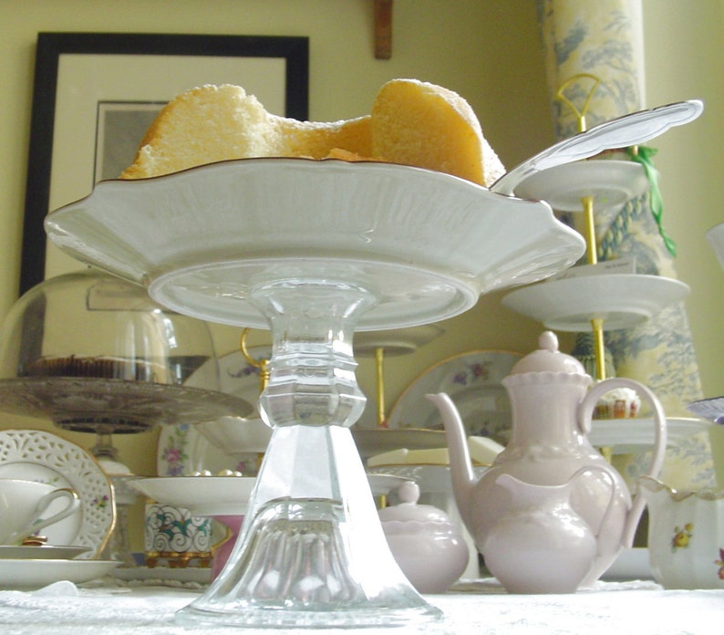 Embossed Pedestal Cake Stand - Cabbage Rose Wreath - Muffins - Cupcakes ...