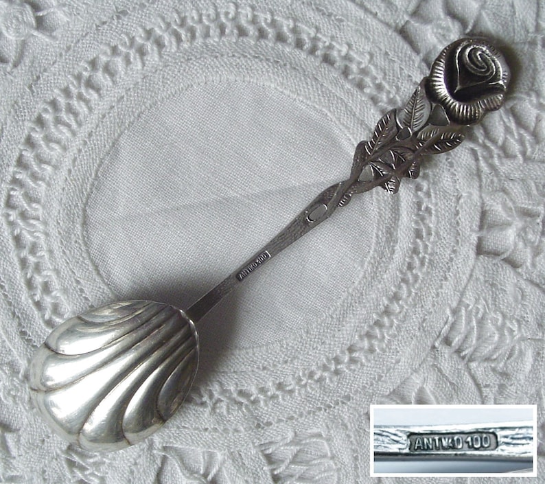 HILDESHEIMER ROSE Pattern Shell-shaped Sugar Spoon 100 Silver Plate ...