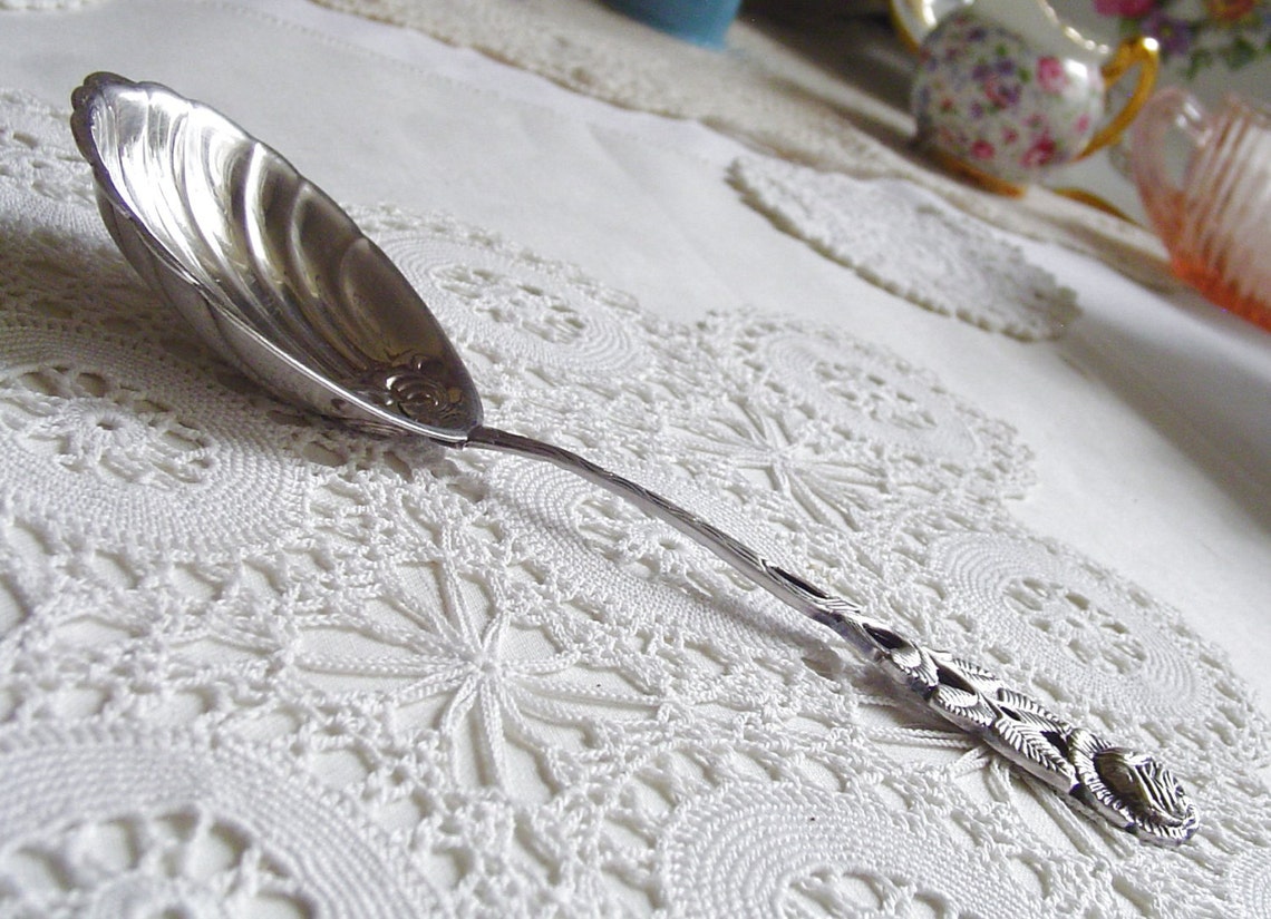 HILDESHEIMER ROSE Pattern Whipped Cream Pudding Spoon ANTIKO 100 Silver ...