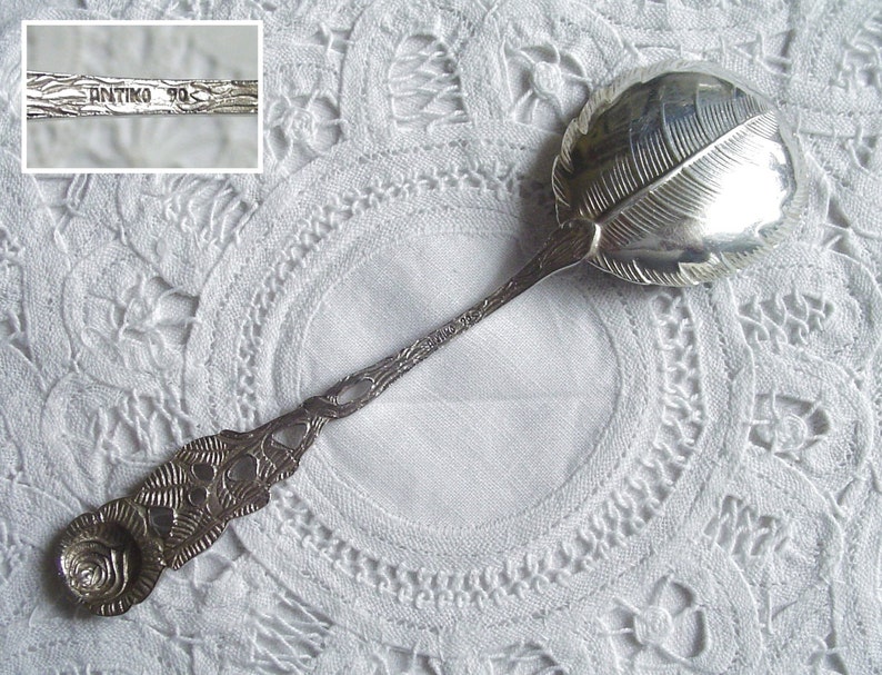 HILDESHEIMER ROSE Pattern Whipped Cream Pudding Spoon ANTIKO 90 Silver ...