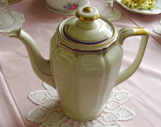 Streamline Moderne Large Coffee Pot / Teapot - 12 Cup - Blue, Gold ...
