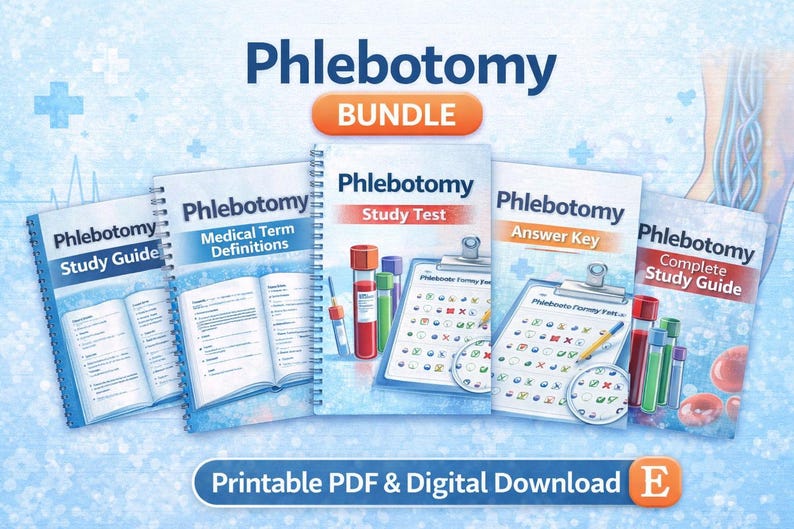 Phlebotomy Study Bundle | Complete Study Guide, Practice Test, Answer ...