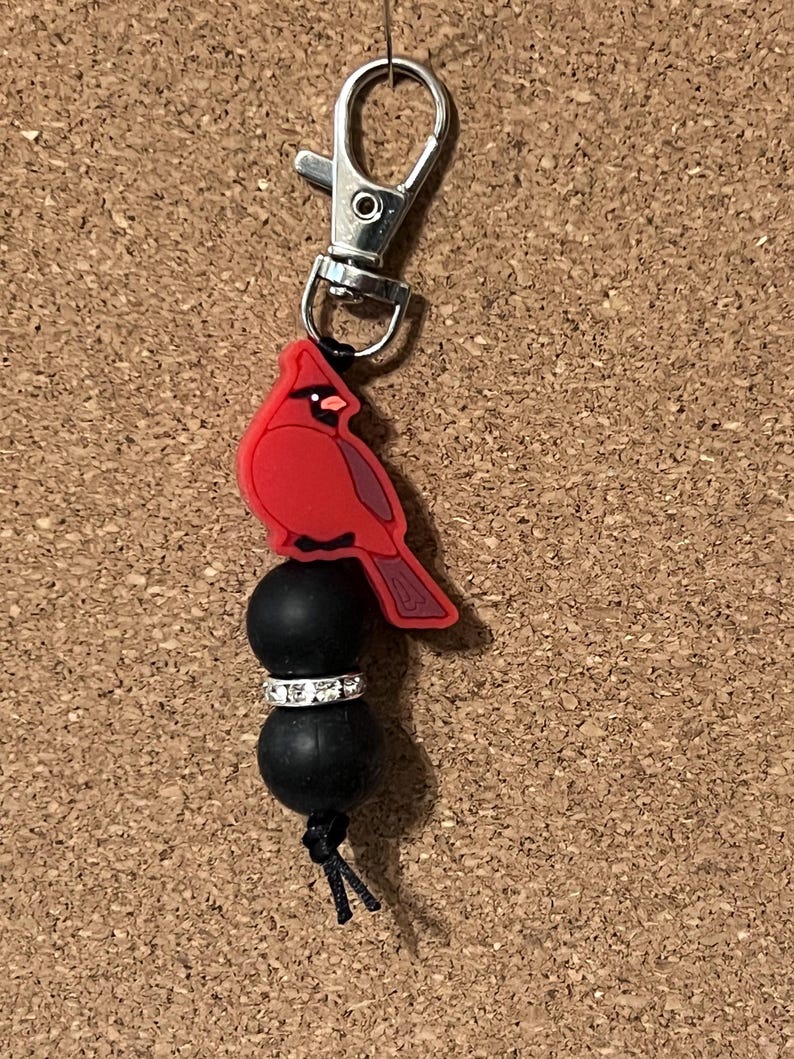 Cardinal Bird Silicone Bead Keychain - Etsy