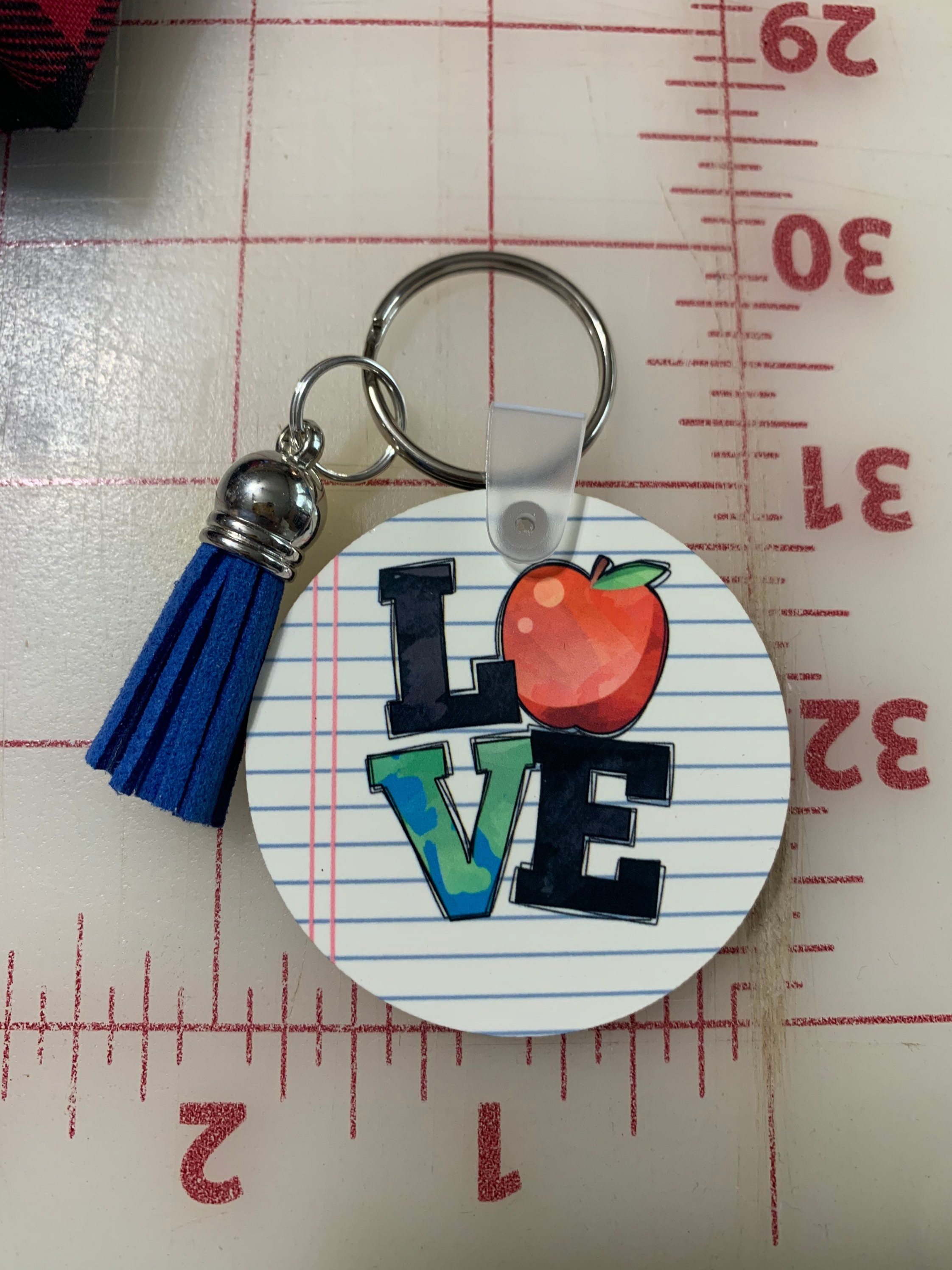 LOVE Teacher School Round Sublimation Key Chain - Etsy