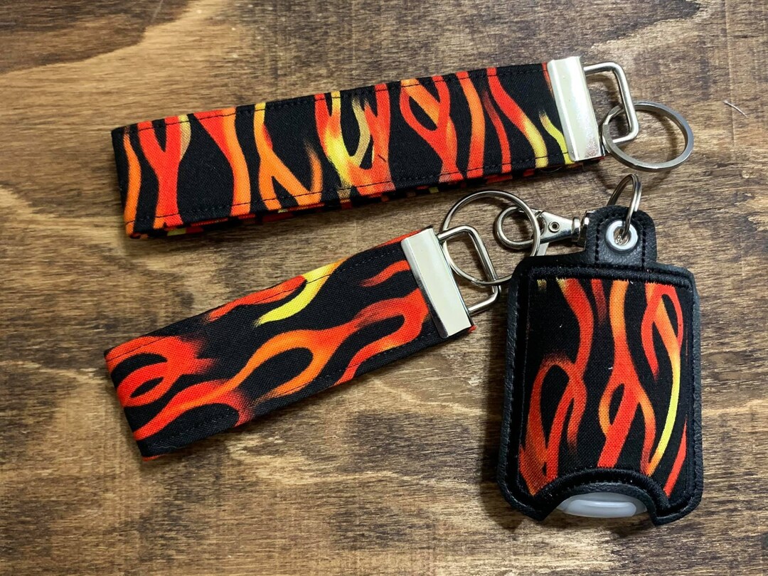 Flames Fabric Wristlet Key Chain/ Key Fob Accessories - Etsy