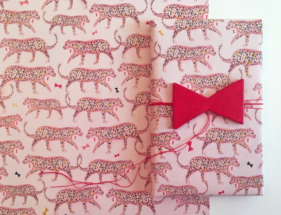 Wrapping Paper LEOPARD PRINT / Gift Wrap / 2 Sheets / Illustrated ...