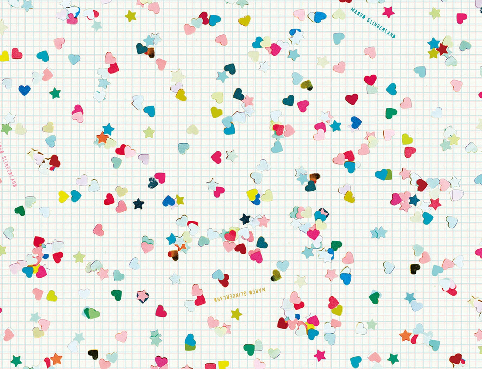 Wrapping Paper CONFETTI Hearts & Stars / Gift Wrap / 2 Sheets ...