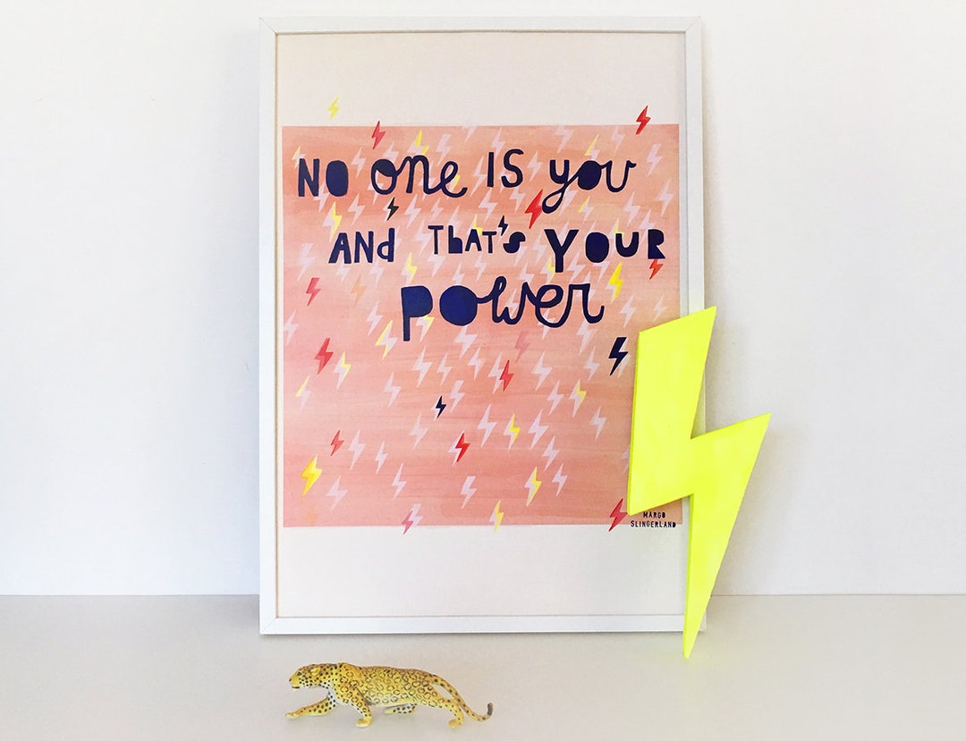 Quote Poster POWER / Lightning Bolt Pattern / Colorful Art Print ...