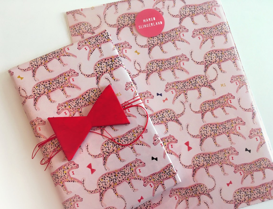Wrapping Paper LEOPARD PRINT / Gift Wrap / 2 Sheets / Illustrated ...