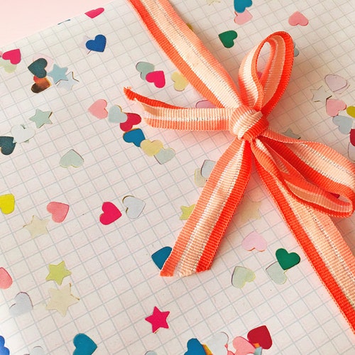 Wrapping Paper CONFETTI Hearts & Stars / Gift Wrap / 2 Sheets - Etsy