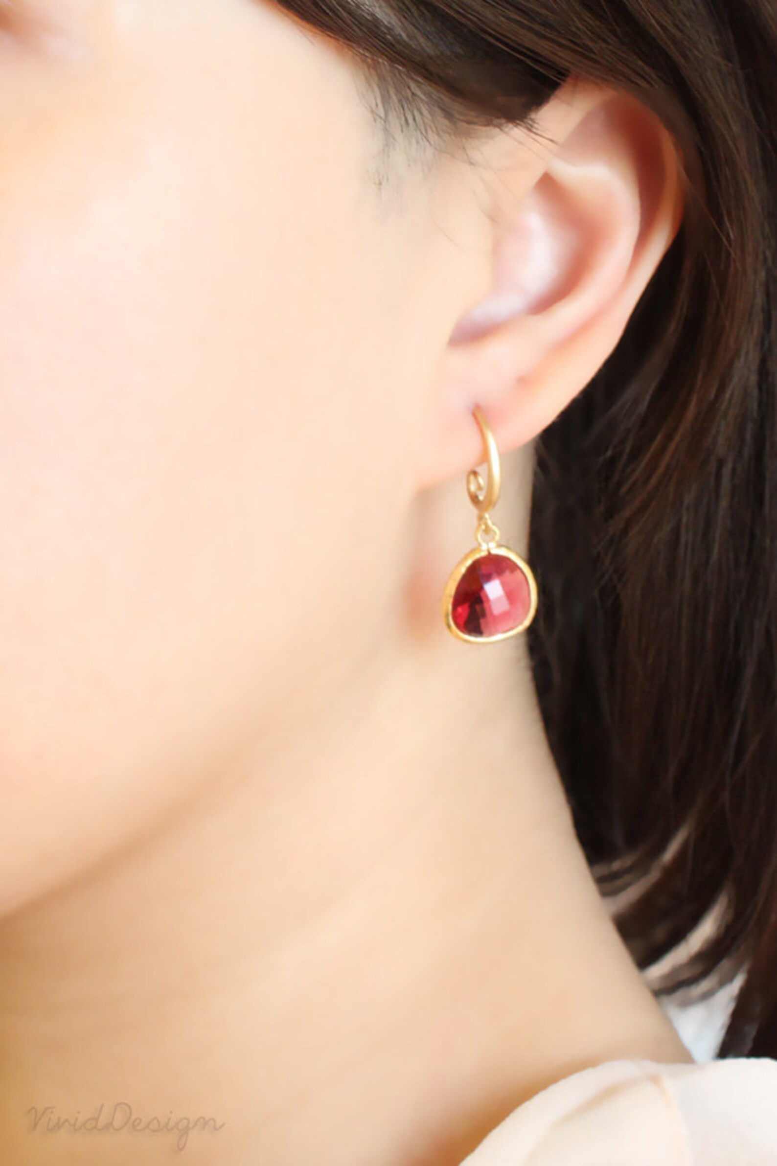 Ruby Earrings, July Birthstone, Small Pink Earrings - Etsy