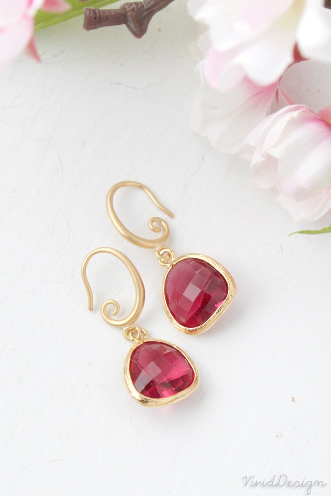 Ruby Earrings, July Birthstone, Small Pink Earrings - Etsy