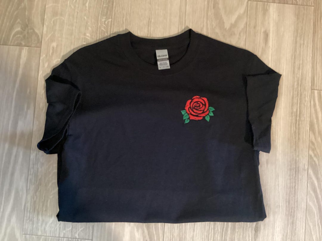 Red Rose Embroidered T-shirt / Women's Personalized and Custom Shirt ...