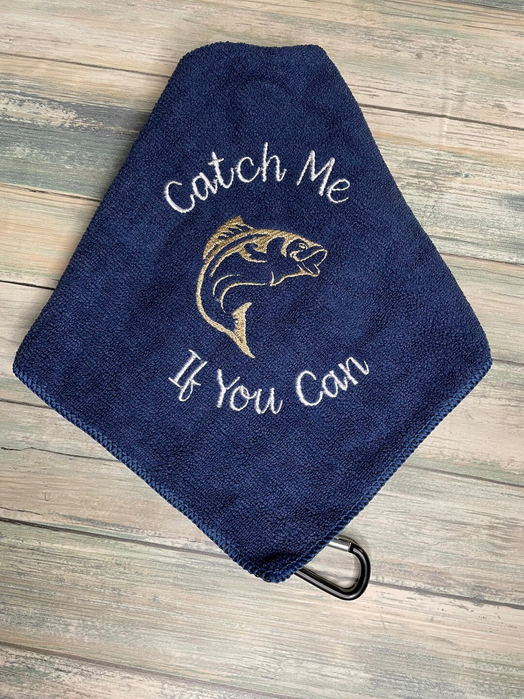 Personalized Embroidered Fishing Towel: "catch Me If You Can" Bass ...