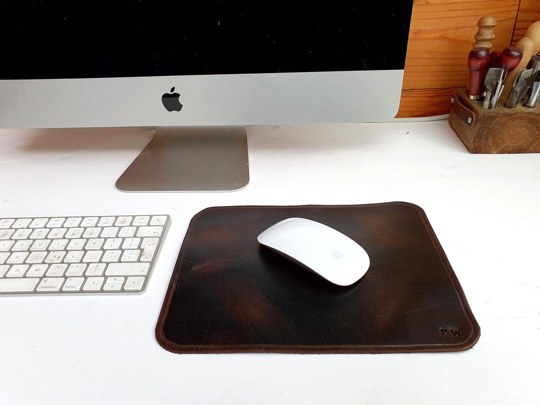 Handmade Leather Mouse Pad: Personalized Cowhide Desk Mat - Etsy