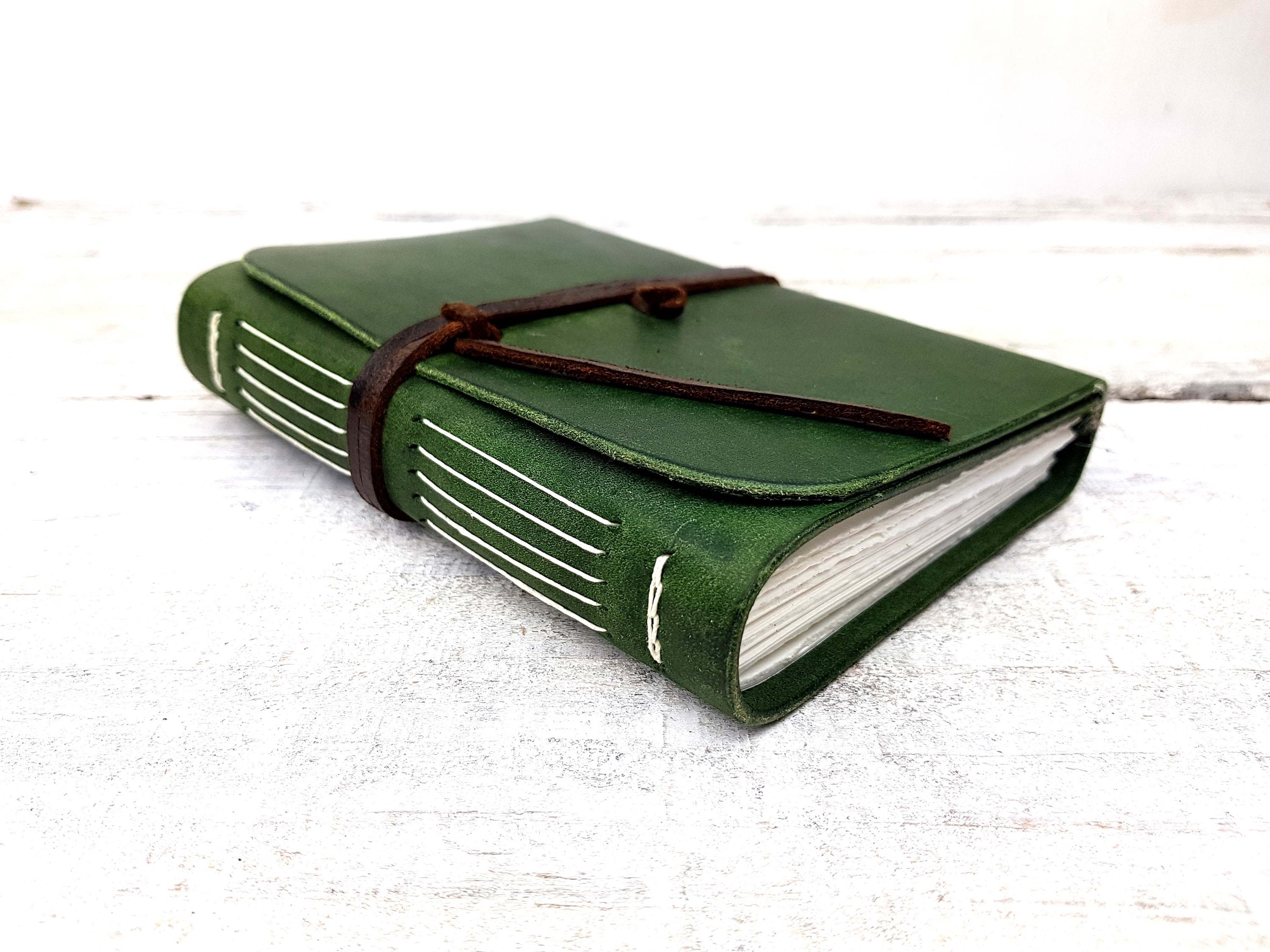Green leather Sketchbook. Leather Journal. Leather travel Journal