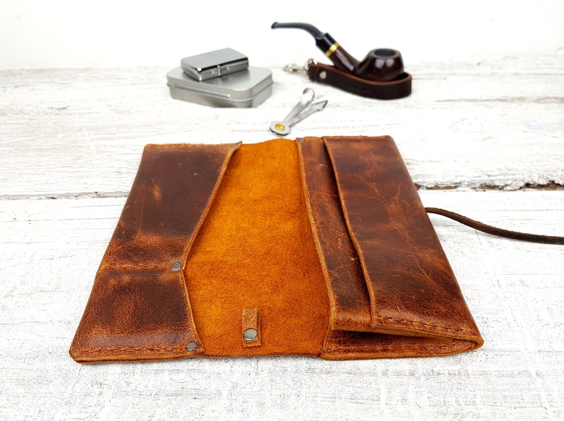 Brown Leather Pipe Roll Includes Leather Pipe Holder - Etsy