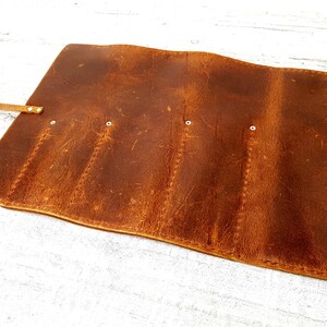 Leather Roll, Leather Pencil Roll, Artists Roll, Leather Pencil Case ...