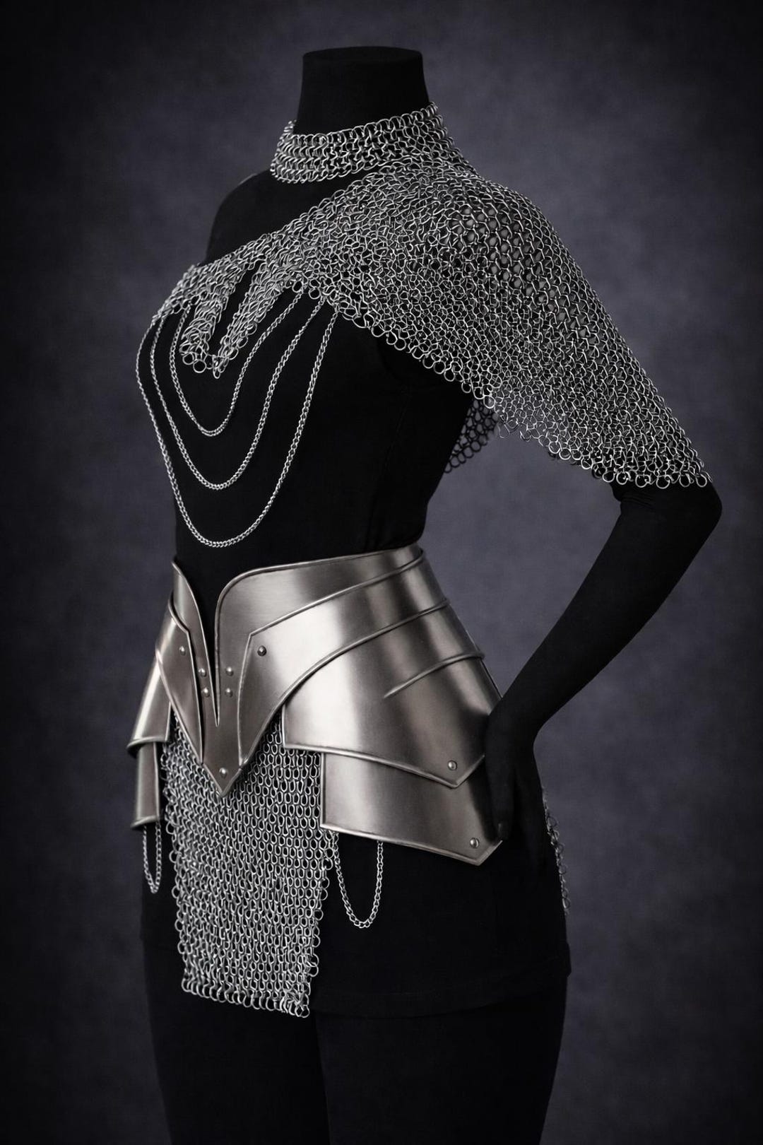 Steel Chainmail Armor Set, Knight Cape Shoulder Armor, Medieval Warrior ...