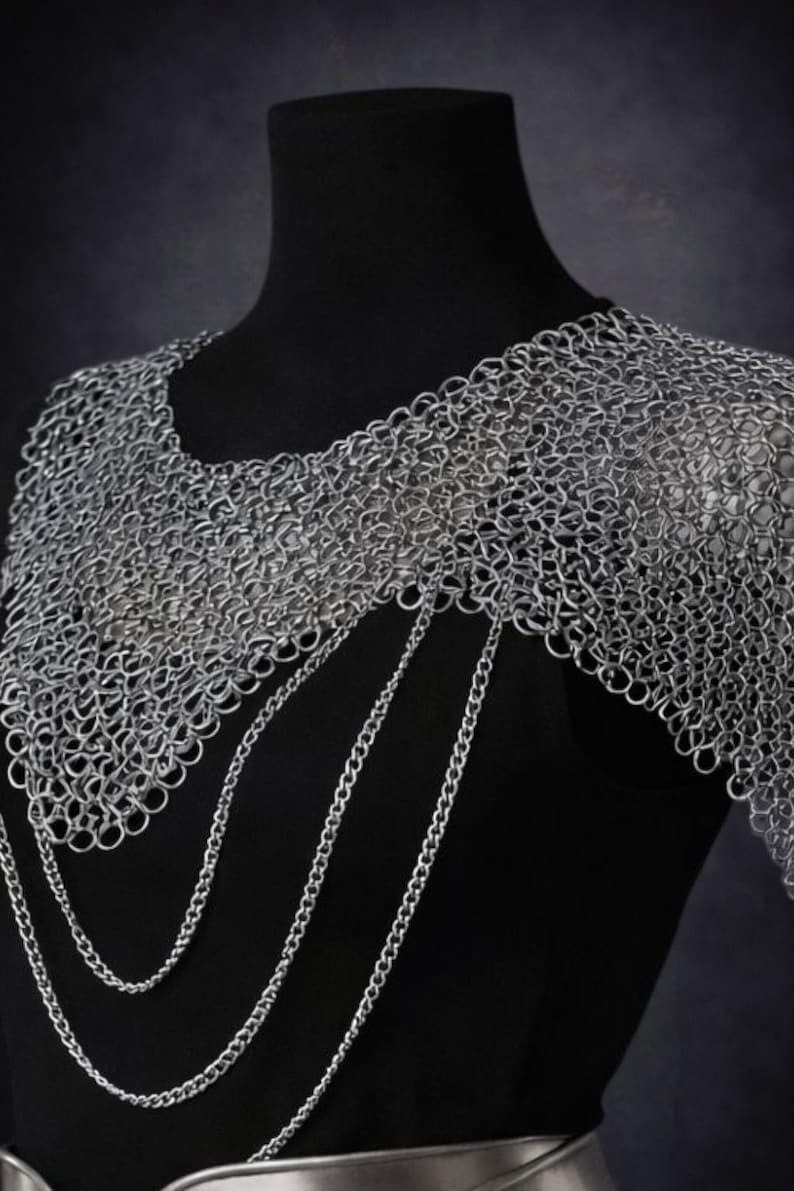 Steel Chainmail Armor Set, Knight Cape Shoulder Armor, Medieval Warrior ...