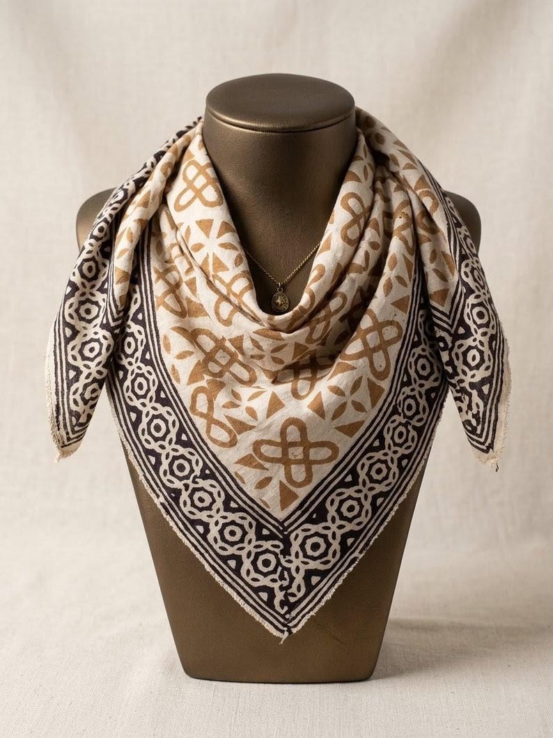 Hand Block Print Bandana Jaipur India | Natural Dye Cotton Scarf | Boho ...