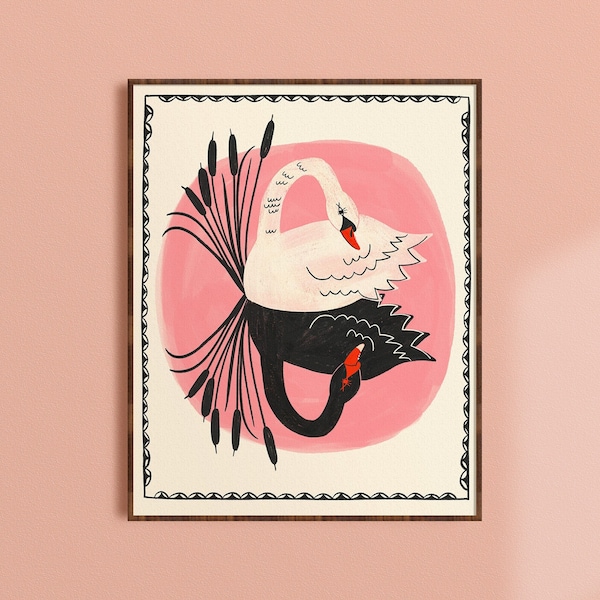 Swan Print Etsy