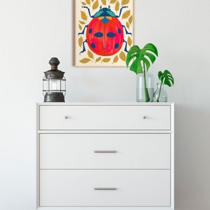 Lady Bug Art Print, Insect Wall Art, Kids Room Decor, Nature Wall Art ...