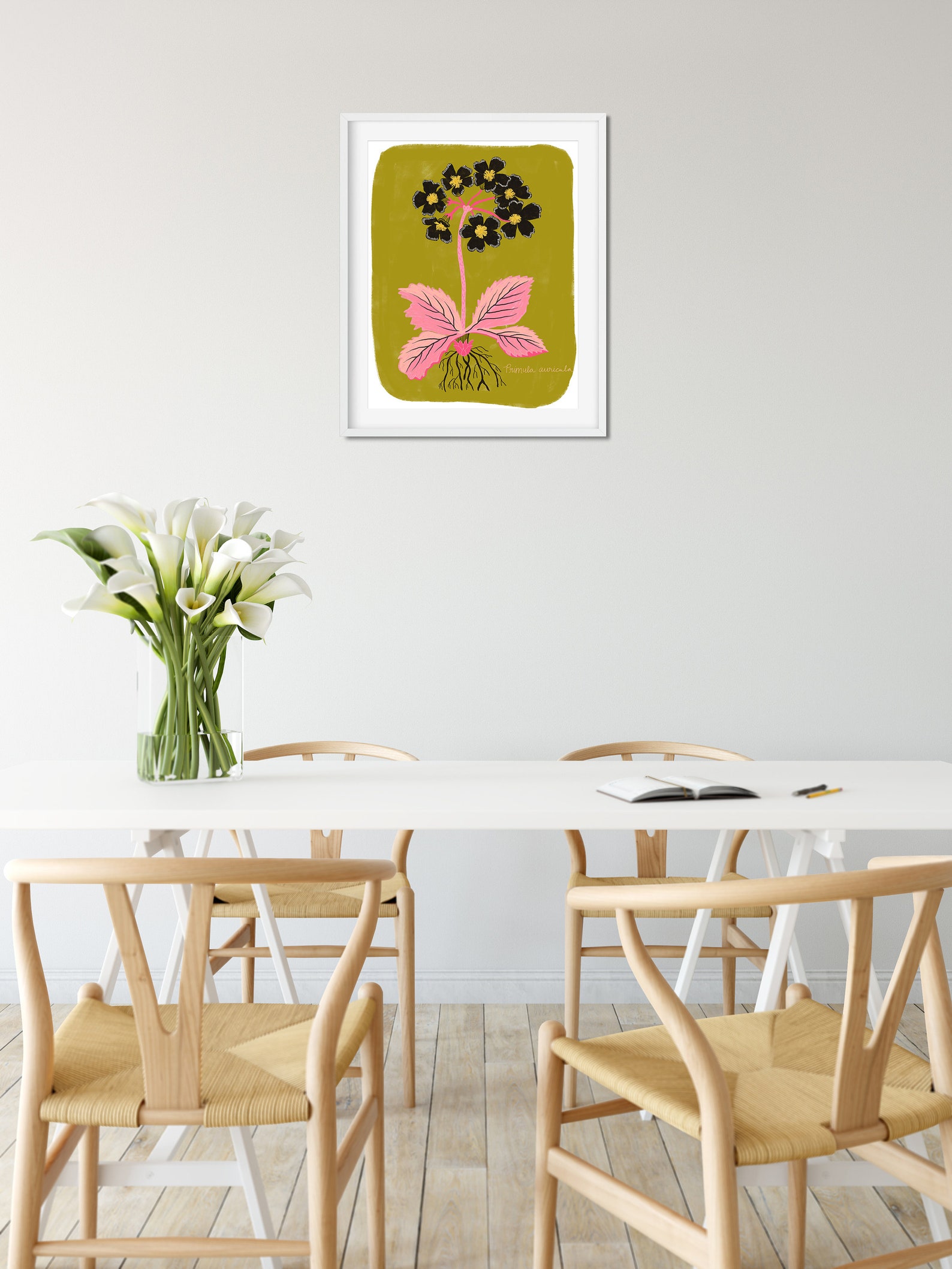 Floral Wall Art, Primrose Flower Print, Botanical Illustration, Living ...